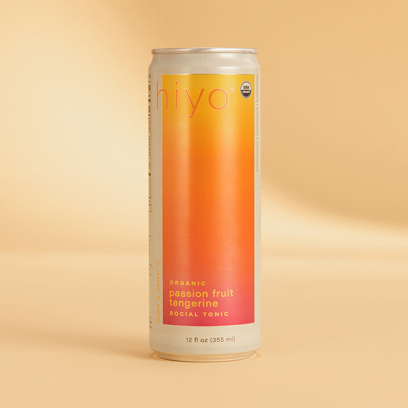 hiyo | passion fruit tangerine, non-alcoholic functional seltzer