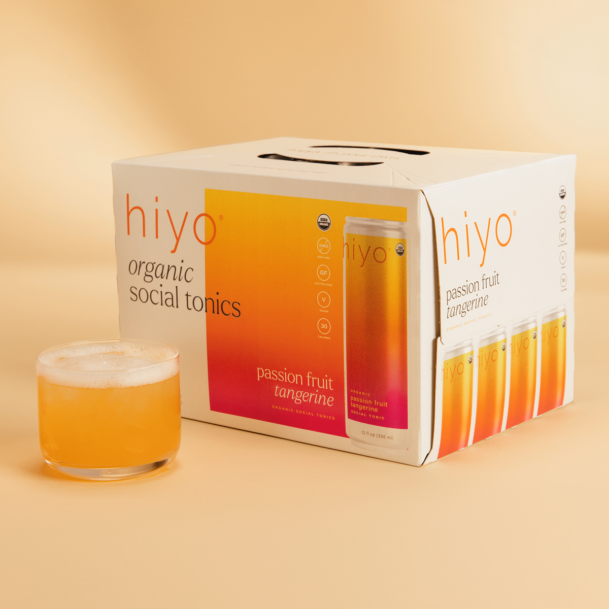 hiyo | passion fruit tangerine, non-alcoholic functional seltzer
