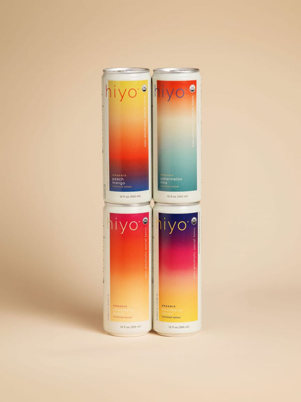hiyo variety pack, non-alcoholic functional seltzers, 12-pack (12oz.)